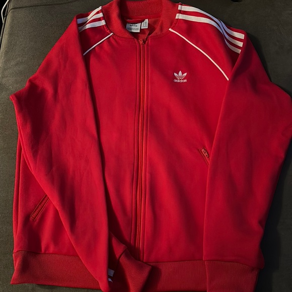 adidas | Tops | Adidas Red Track Jacket | Poshmark